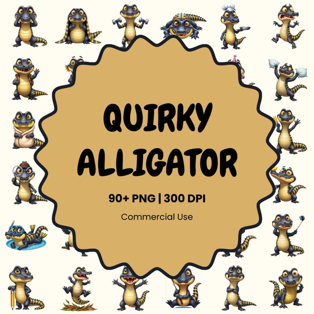 90+ Funny Alligator Clipart Bundle | Cute Alligator Pics & Digital PNG ...